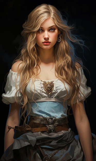 Premium Ai Image A Girl From Zelda With Long Blonde Hair And Blue