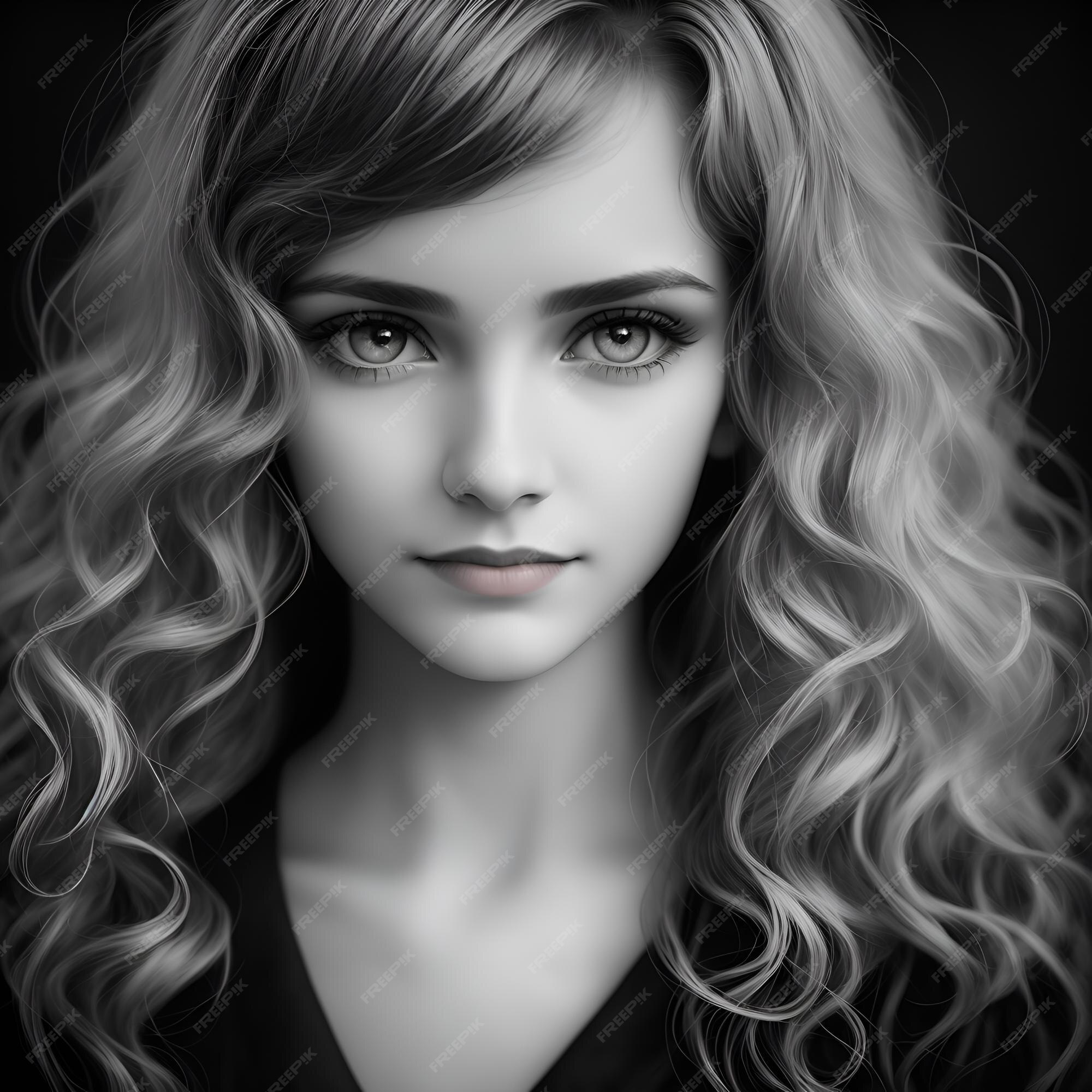 Premium Ai Image A Girl With Long Hair And Big Eyes Looks At The Camera