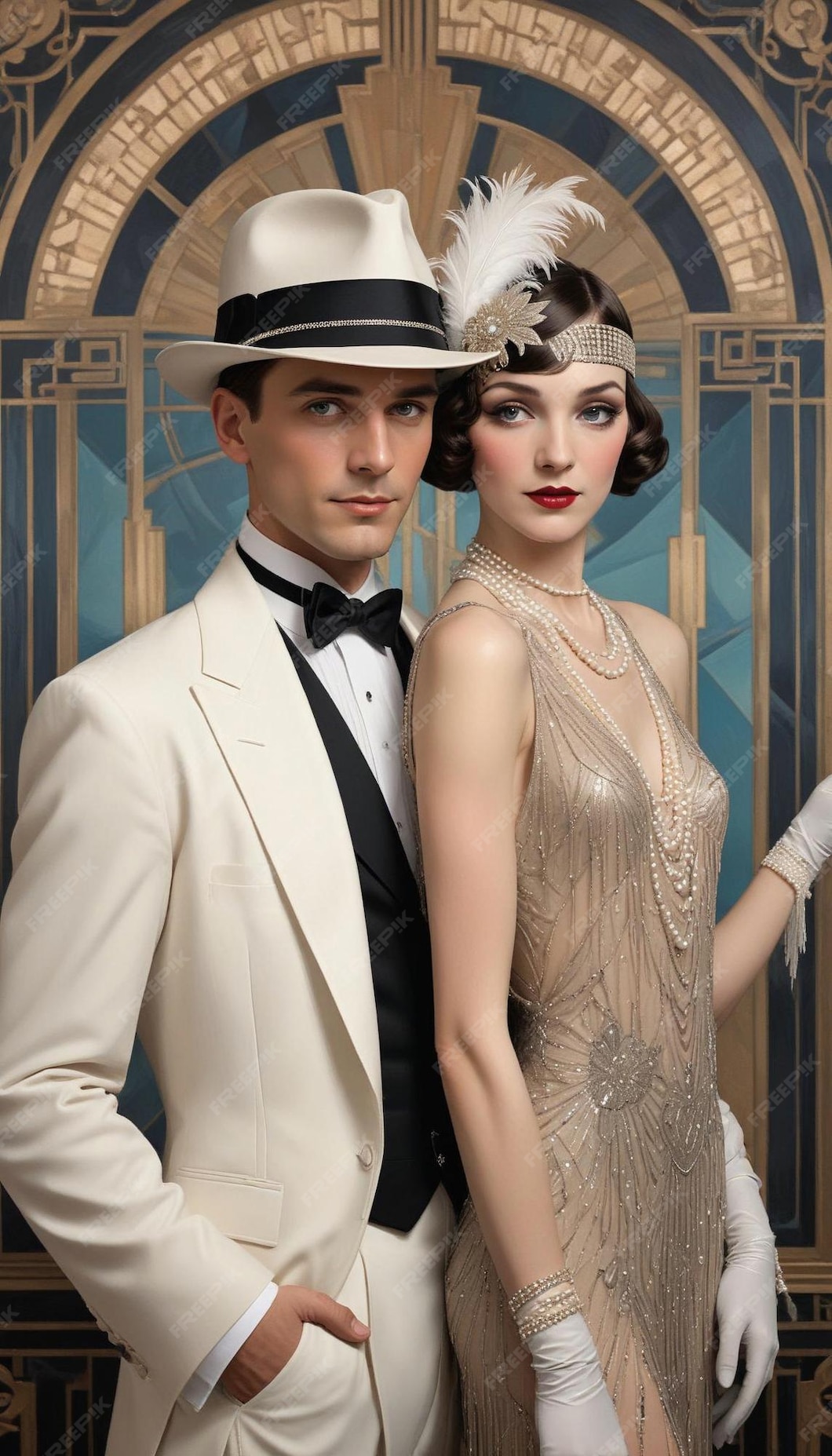 A glamorous portrait of a great gatsby couple from the 1920s capturing ... A glamorous portrait of a great gatsby couple from the 1920s capturing ...