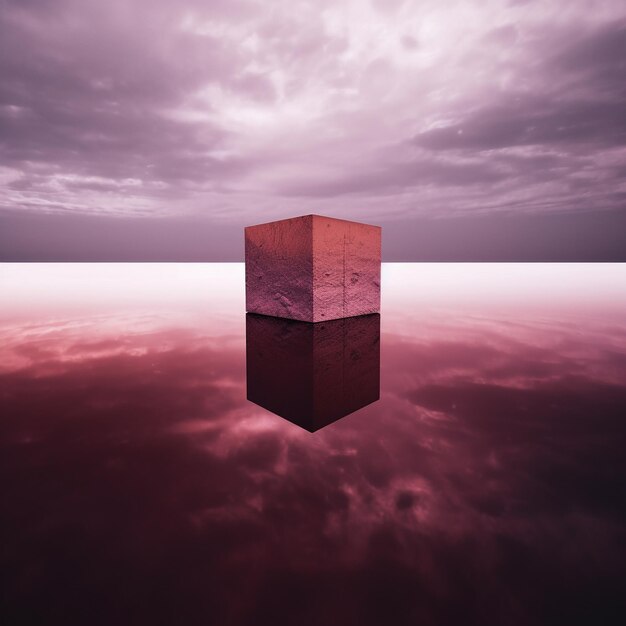 Premium Photo A Glass Box Is Floating In The Water With Clouds On A Beach In The Background