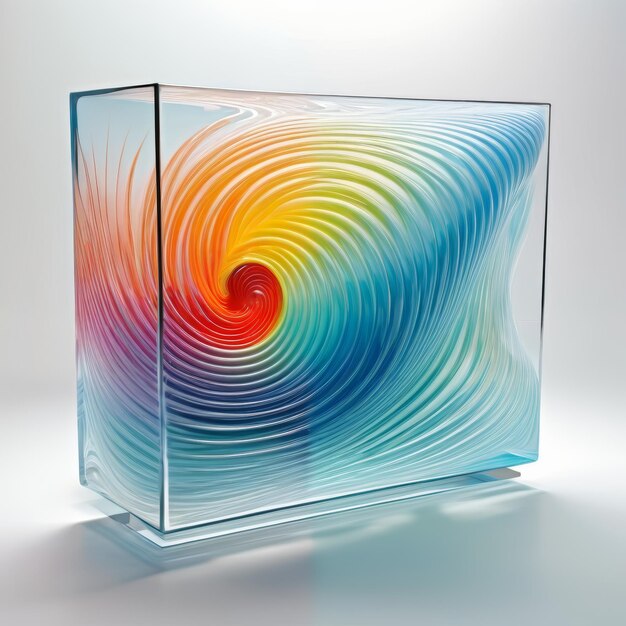 Premium Photo Glass Box With Colorful Swirl Inside
