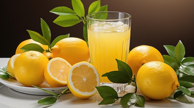 Premium AI Image | Glass of lemon juice and sliced lemon fruits ... Premium AI Image | Glass of lemon juice and sliced lemon fruits ...