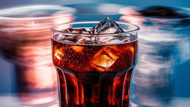 A Glass Of Soda With Ice And Ice In It Premium Ai Generated Image