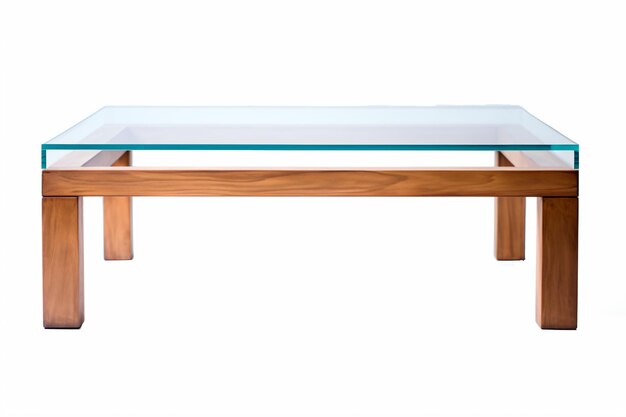 A Glass Table With A Wooden Base And A Glass Top Premium Ai Generated Image