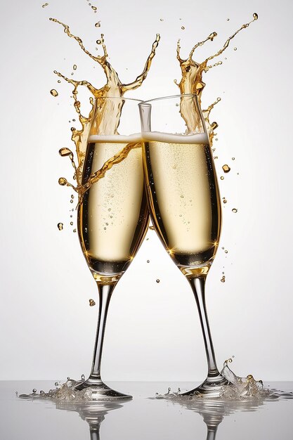 Premium Photo Glasses Of Champagne With Splash Celebration Theme