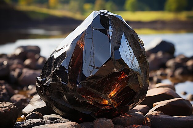 Premium AI Image | Gleaming Obsidian Smooth and Shiny Surface Premium AI Image | Gleaming Obsidian Smooth and Shiny Surface
