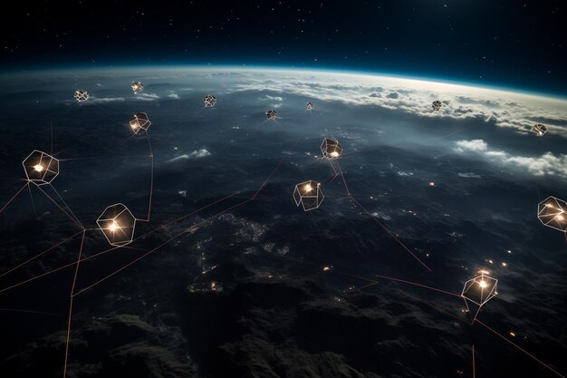 Premium Photo | Global communication depicted through orbiting satellites Premium Photo | Global communication depicted through orbiting satellites