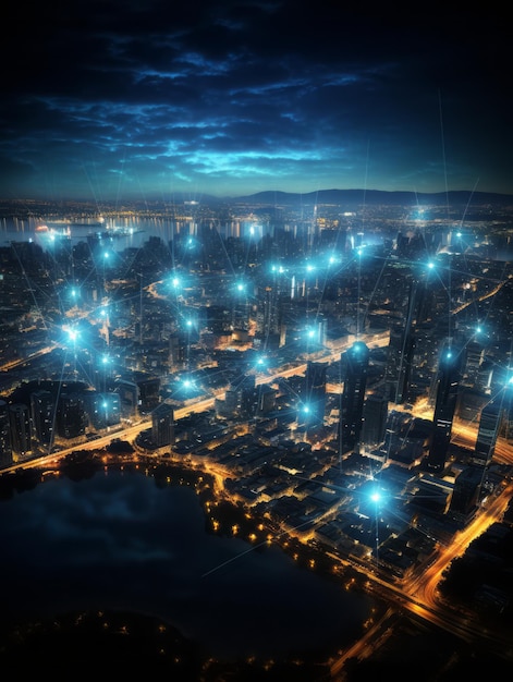 Premium AI Image | Global Connectivity Concept Illuminated Network Premium AI Image | Global Connectivity Concept Illuminated Network