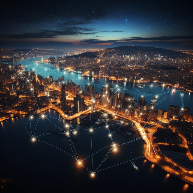 Premium AI Image | Global Connectivity Concept Illuminated Network Premium AI Image | Global Connectivity Concept Illuminated Network