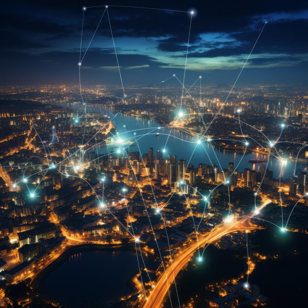 Premium AI Image | Global Connectivity Concept Illuminated Network Premium AI Image | Global Connectivity Concept Illuminated Network