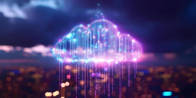 Global Data Transfers In Cloud Computing Network For Virtualized Computing Across Cities Concept