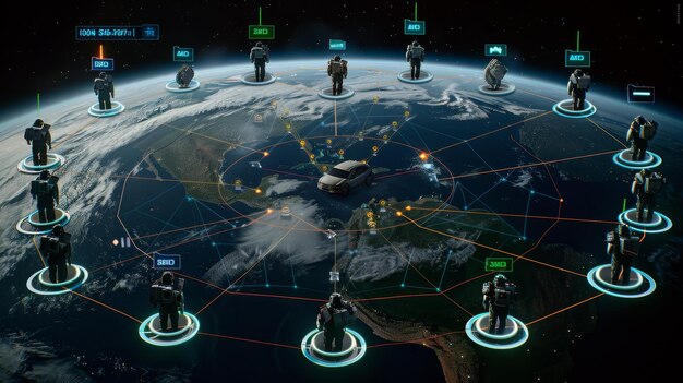 Premium Photo | A Global Network of Connected Silhouettes Surrounding Earth Premium Photo | A Global Network of Connected Silhouettes Surrounding Earth