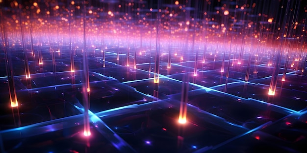 Global Network Of Interconnected Quantum Computing Cyber Cells In Abstract Tech Setting Concept