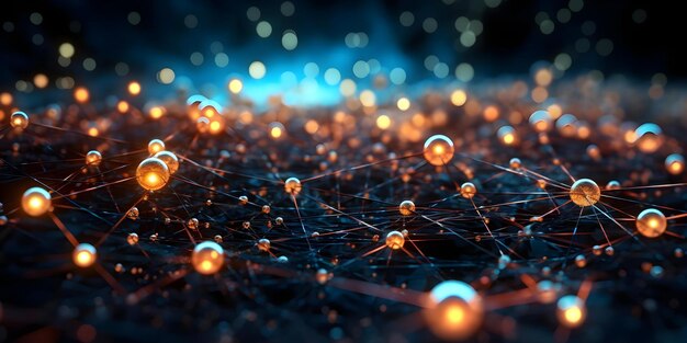 Global network of interconnected quantum computing cyber cells in abstract technological setting ...