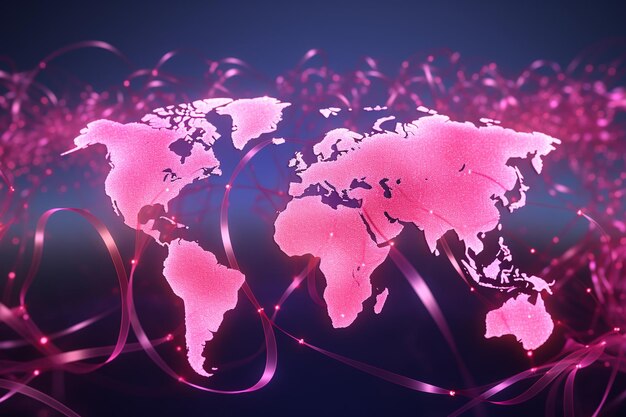 Premium AI Image | Global Unity World map with interconnected pink ri ... Premium AI Image | Global Unity World map with interconnected pink ri ...