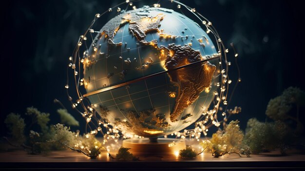 Premium AI Image | A globe surrounded by fairy lights Premium AI Image | A globe surrounded by fairy lights