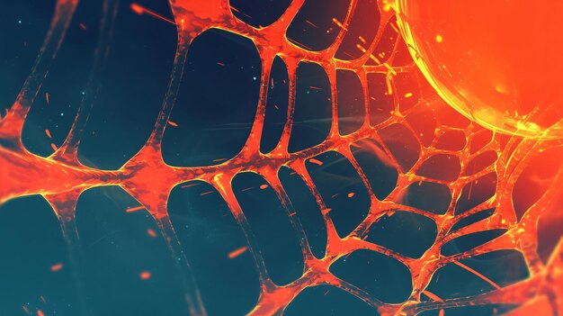 Glowing blue and orange abstract neural network structure resemb ... Glowing blue and orange abstract neural network structure resemb ...