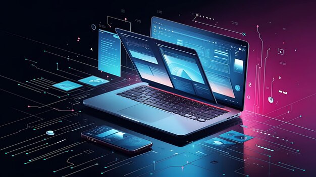 Glowing Laptop Screen With Data Visualization | Premium AI-generated image Glowing Laptop Screen With Data Visualization | Premium AI-generated image