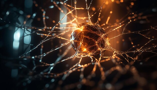 Premium Ai Image Glowing Nerve Cells Illuminate Abstract Molecular