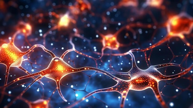 Premium AI Image | Glowing neural links network Generative AI Premium AI Image | Glowing neural links network Generative AI