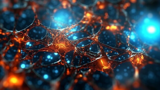 Premium AI Image | Glowing neural links network Generative AI Premium AI Image | Glowing neural links network Generative AI