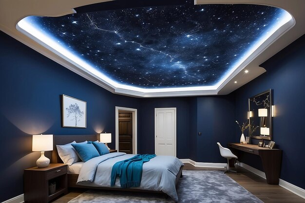 Premium Photo | GlowintheDark Constellation Ceiling Mural in a Bedroom Premium Photo | GlowintheDark Constellation Ceiling Mural in a Bedroom