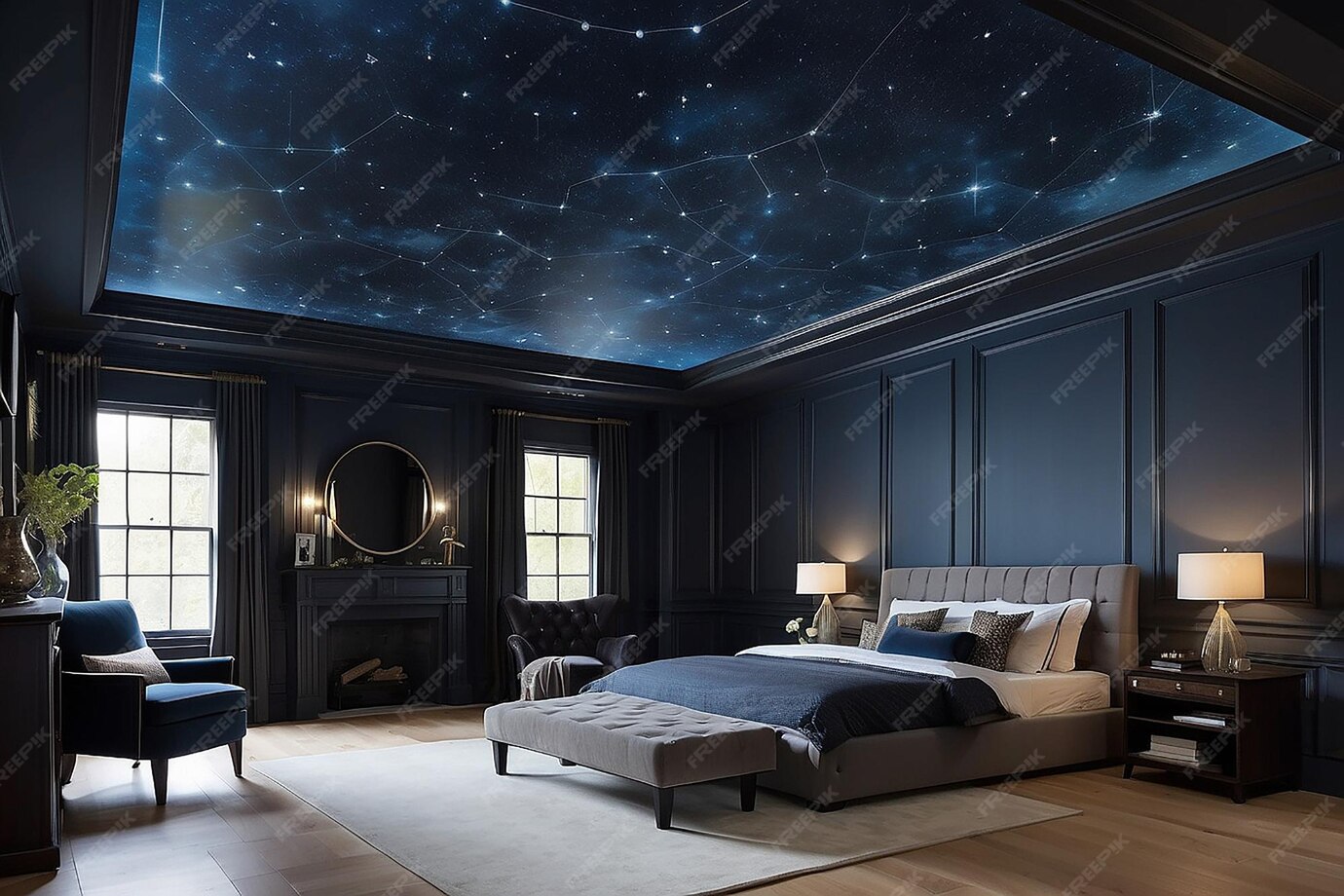 GlowintheDark Constellation Ceiling Mural in a Bedroom | Premium AI ... GlowintheDark Constellation Ceiling Mural in a Bedroom | Premium AI ...