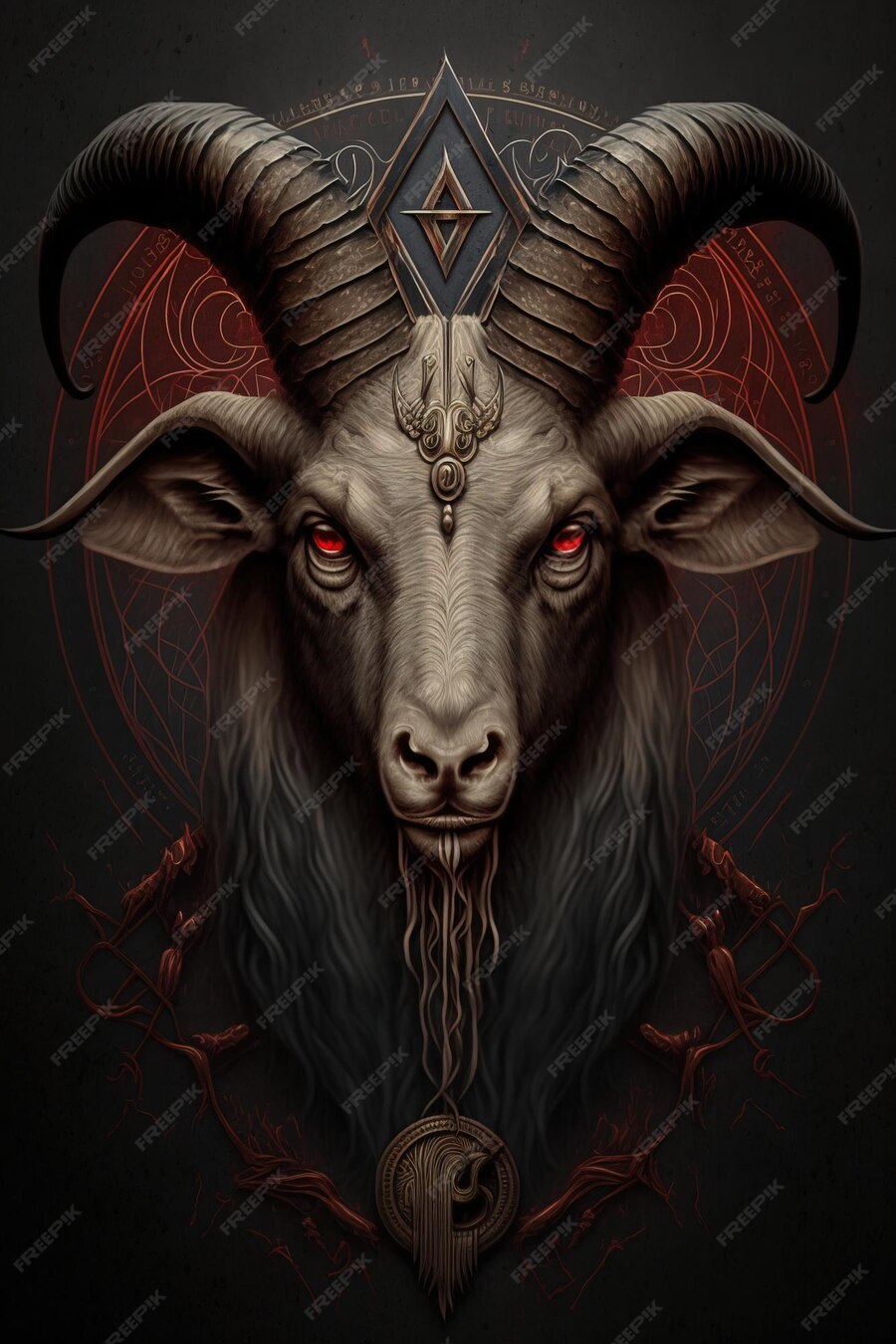 Premium Photo Goat Head With Big Two Horns As Satanic Symbol Graphic
