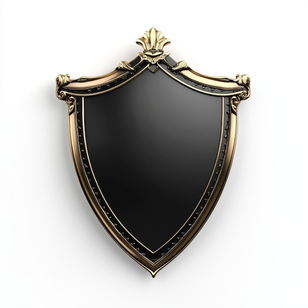A gold and black shield with a gold design on the front | Premium AI ... A gold and black shield with a gold design on the front | Premium AI ...
