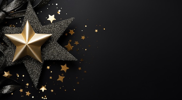 Premium Ai Image Gold Stars On Black Star And On Black Background