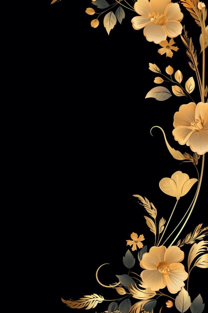 Premium Photo | Golden flowers on black background Premium Photo | Golden flowers on black background