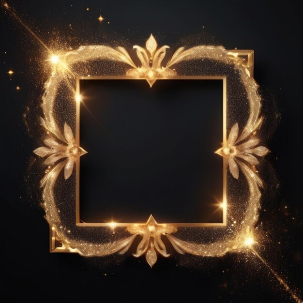 Premium Photo | Golden sparkling frame on dark background Premium Photo | Golden sparkling frame on dark background