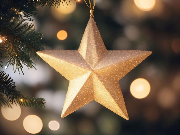 Premium AI Image | Golden Star Christmas Tree Ornament Premium AI Image | Golden Star Christmas Tree Ornament