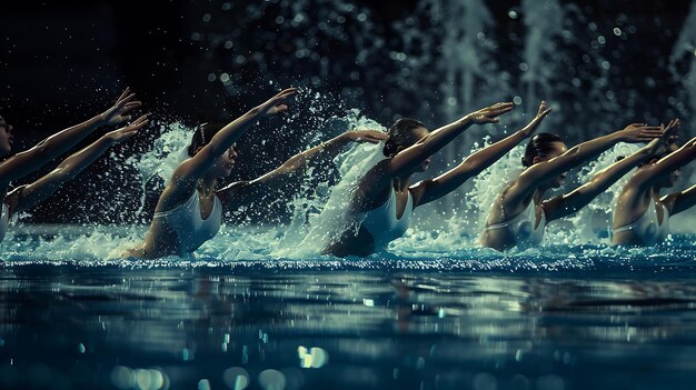 Premium Photo | Graceful synchronized swimmers in white swimsuits ... Premium Photo | Graceful synchronized swimmers in white swimsuits ...