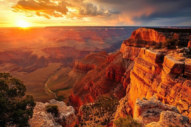 Premium Photo | The Grand Canyon under a dramatic sunset AI generated Premium Photo | The Grand Canyon under a dramatic sunset AI generated
