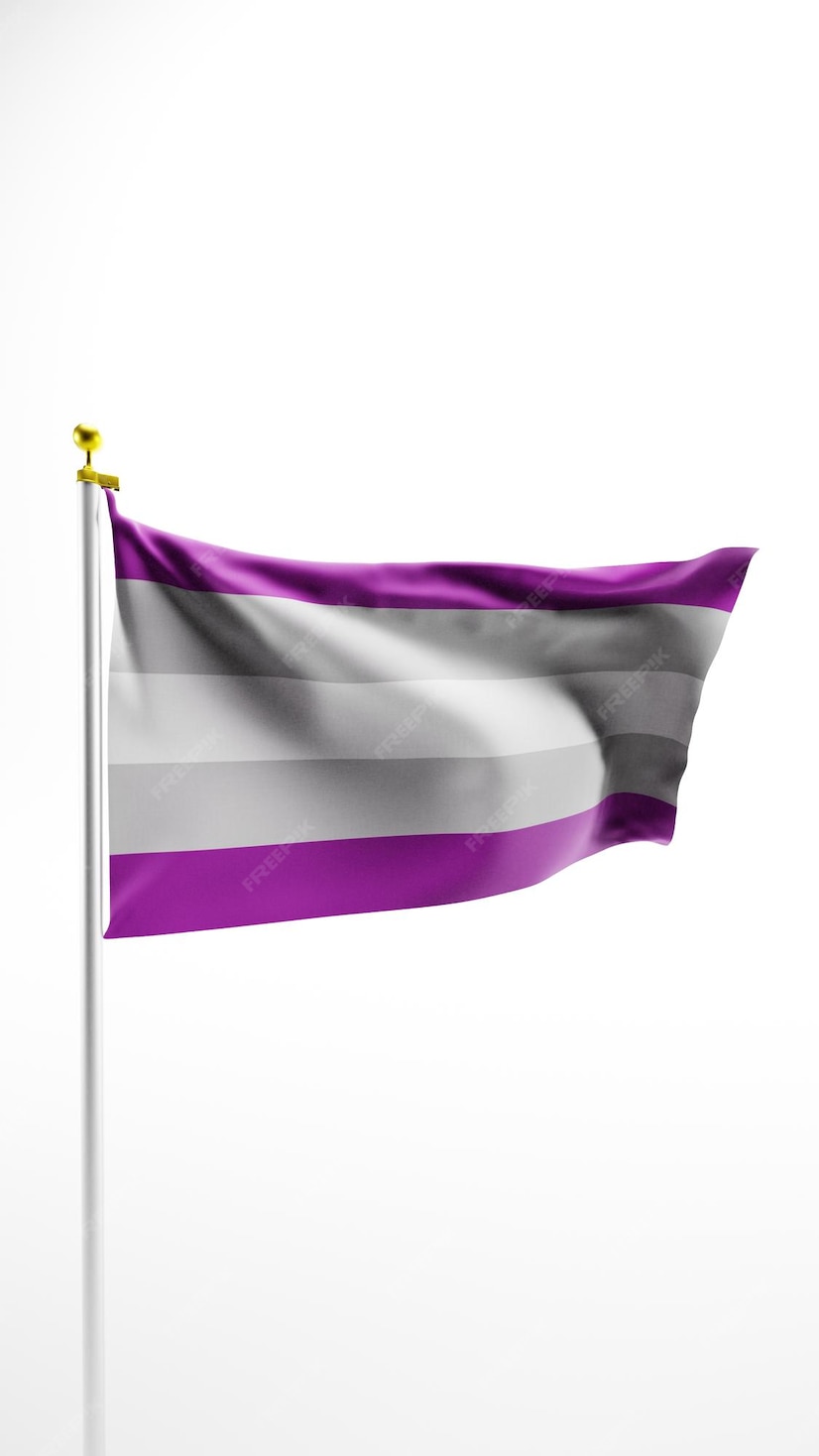 Premium Photo Graysexual Pride Flag Waving Against White Background