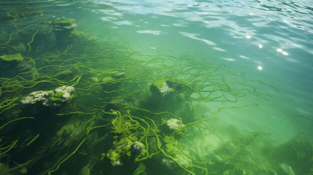 Premium AI Image | green algae in water Premium AI Image | green algae in water