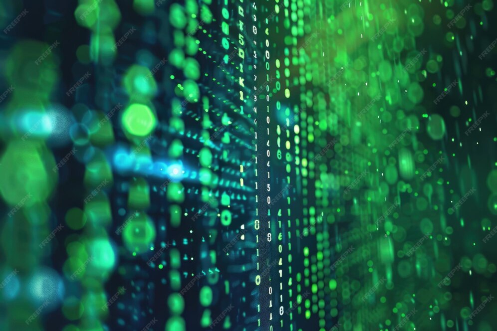 Premium Photo | Green binary code on computer screen texture background binary code binary code