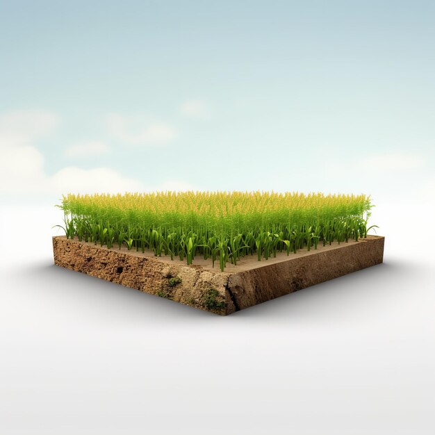 Premium Ai Image Green Grass Land Piece Isolated On White Background