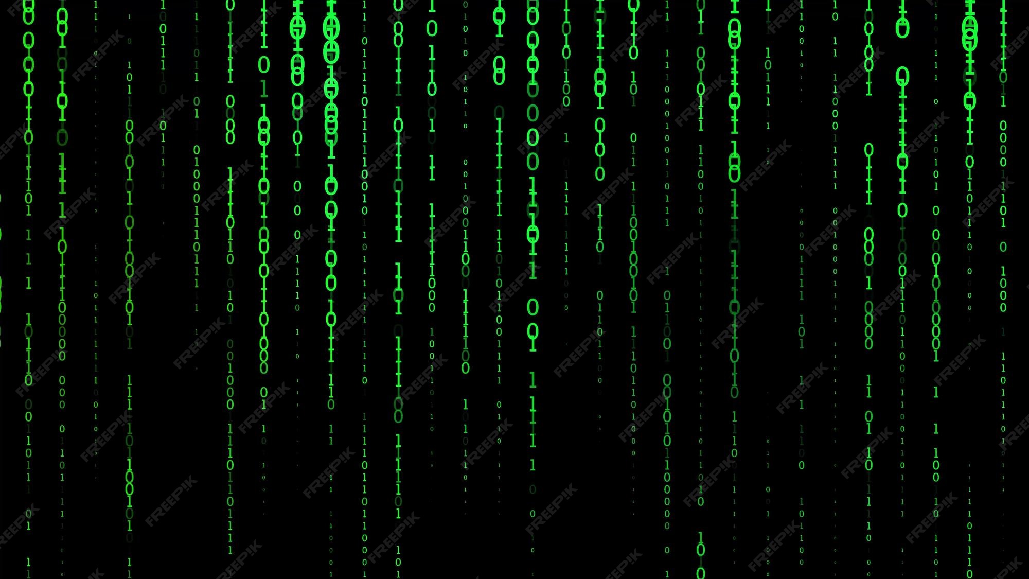 Premium Photo | Green matrix background stream of binary code falling numbers on dark backdrop ...