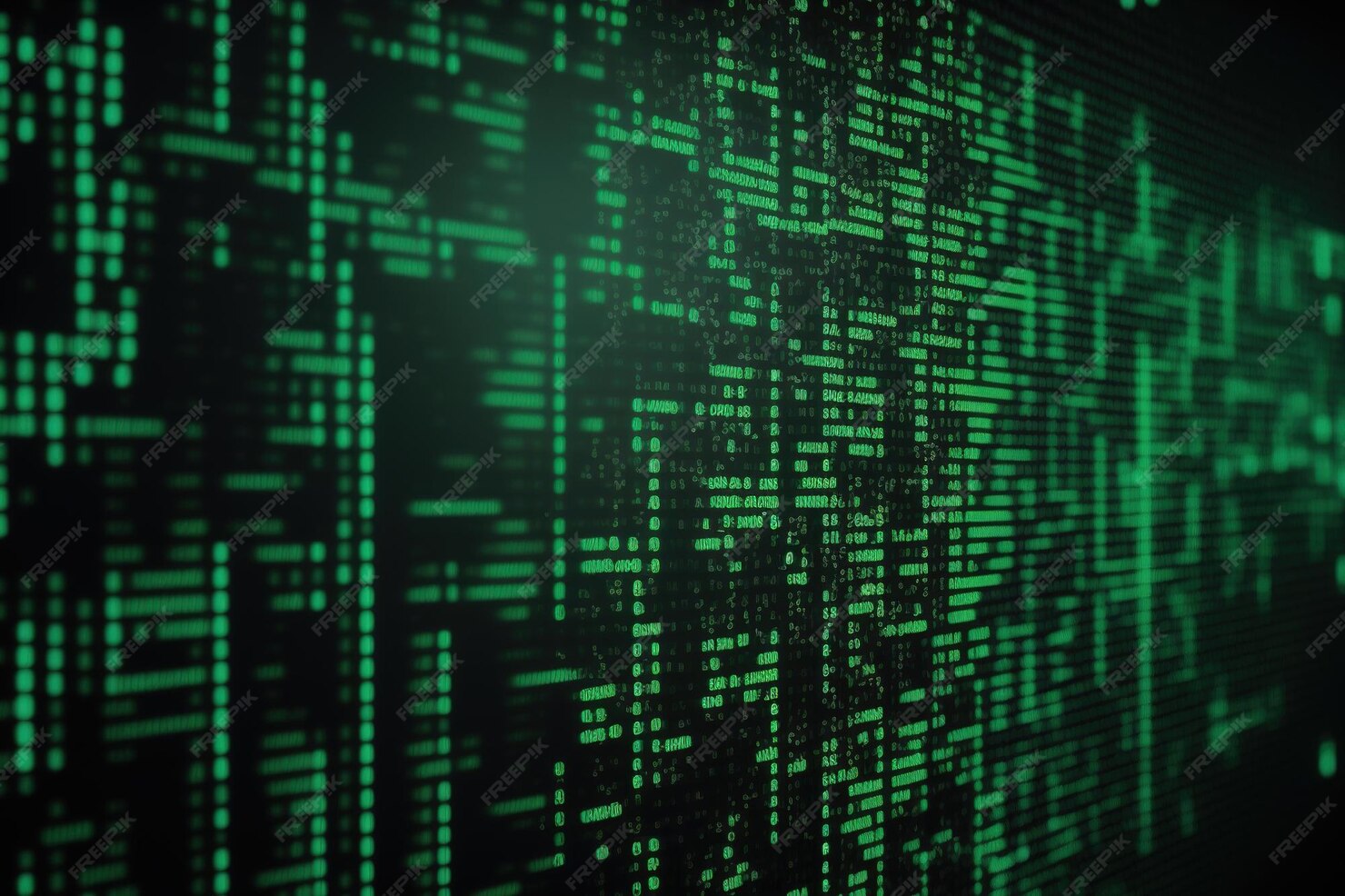 Premium AI Image | Green matrix background technology stream binary code falling numbers on ...