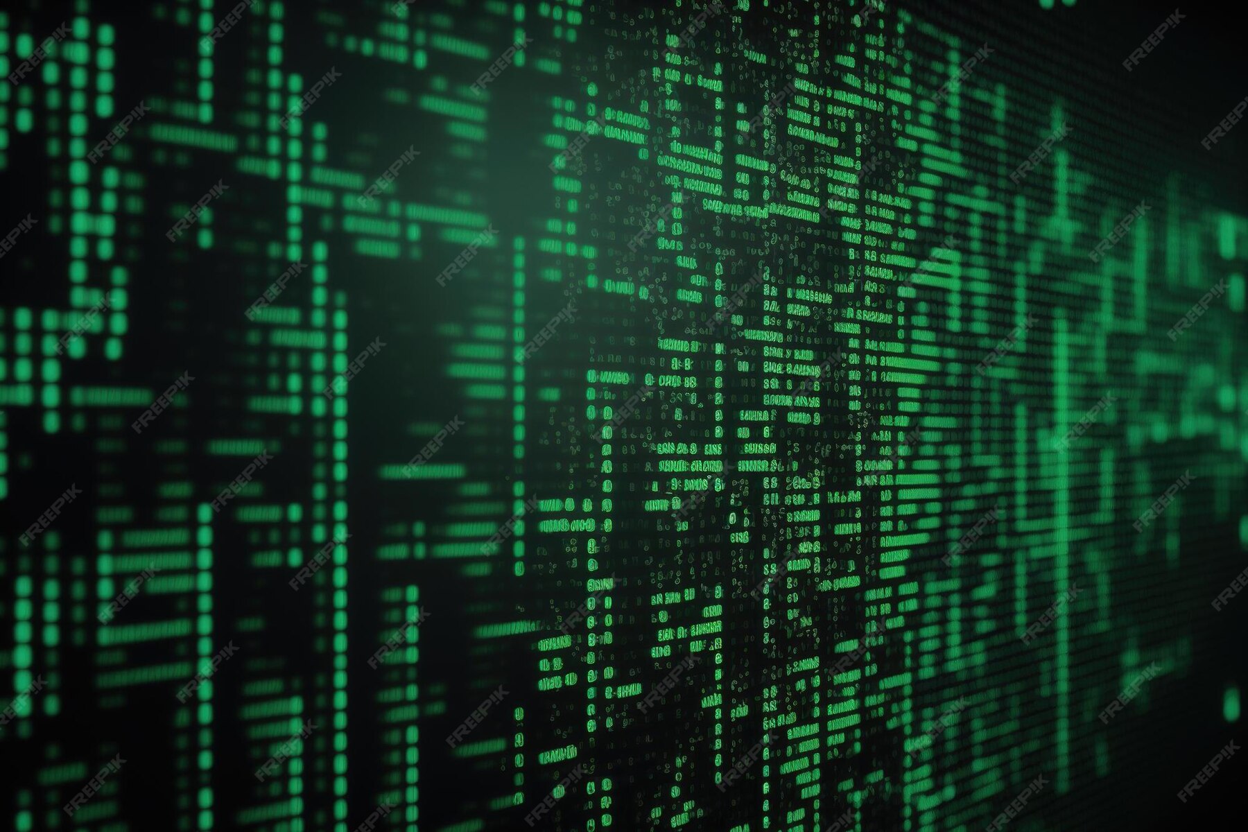 Premium AI Image | Green matrix background technology stream binary code falling numbers on ...