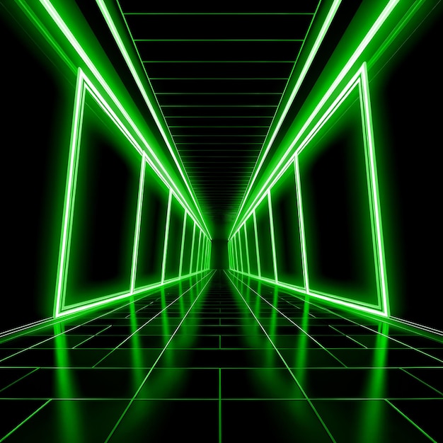 Green neon lights and glowing lines on a black background | Premium AI ... Green neon lights and glowing lines on a black background | Premium AI ...