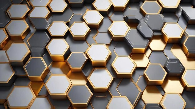 Premium AI Image | Grey white glossy hexagons with golden lines ... Premium AI Image | Grey white glossy hexagons with golden lines ...