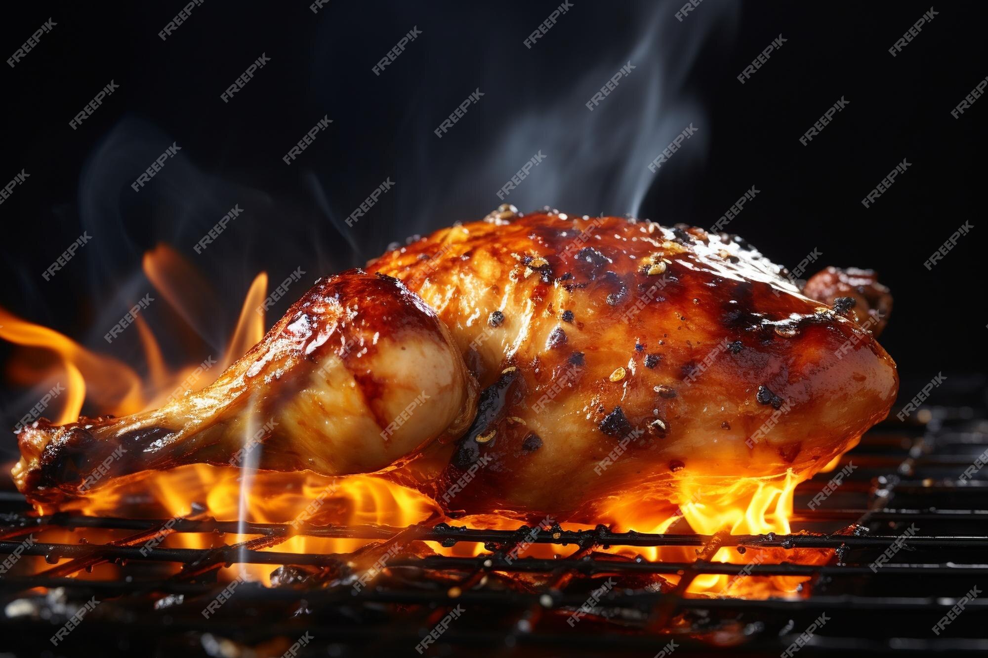 Premium Photo | Grilled chicken leg on the flaming grill Premium Photo | Grilled chicken leg on the flaming grill