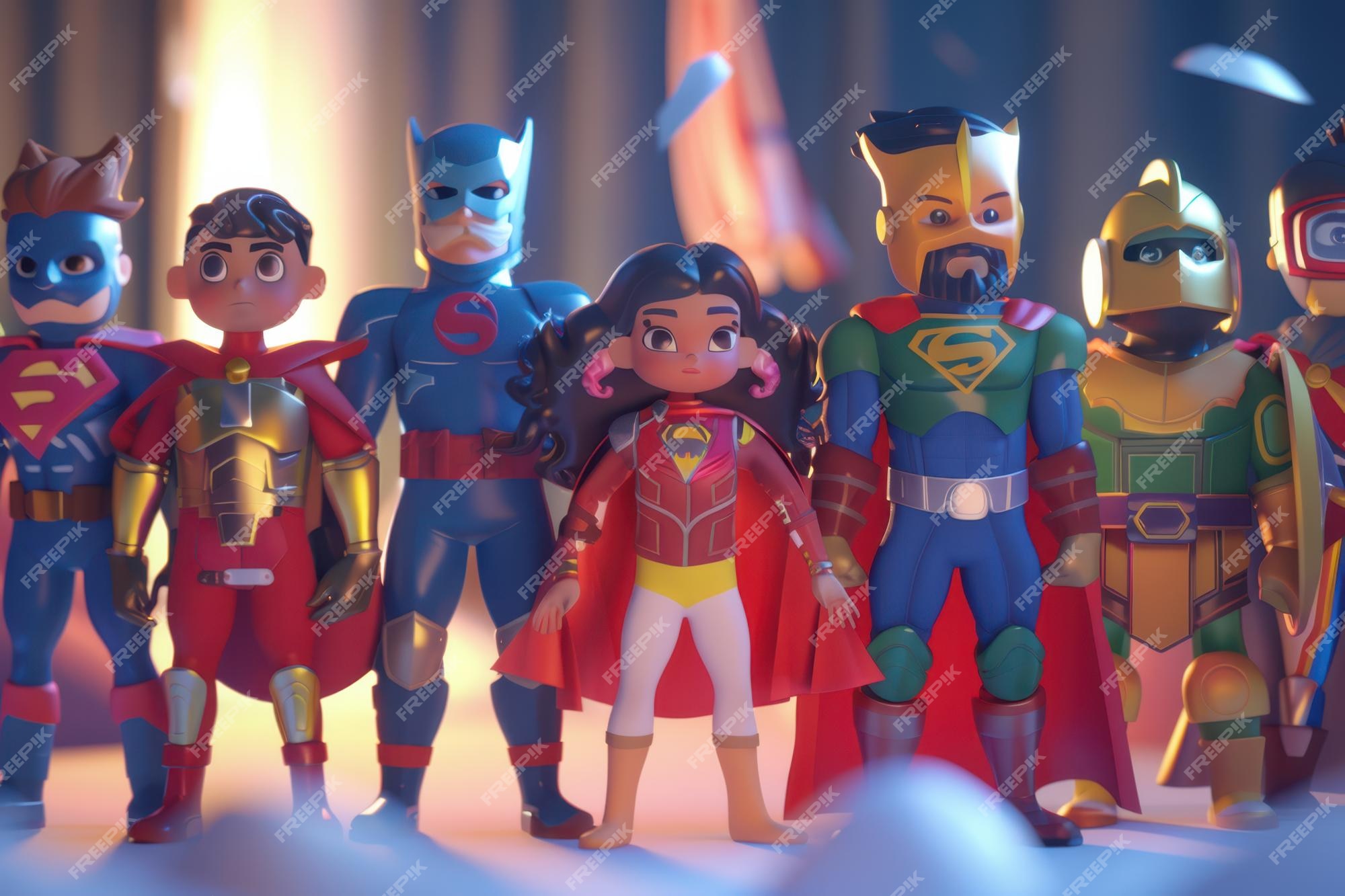 A Group Of Cartoon Characters Standing Together Premium Ai Generated Image