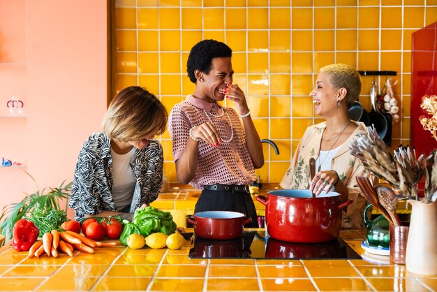 Premium Photo Group Of Friends Bonding At Home Lgbtq And Diversity
