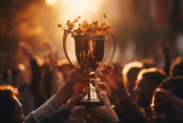 Premium Photo | A group of hands holding a trophy Premium Photo | A group of hands holding a trophy