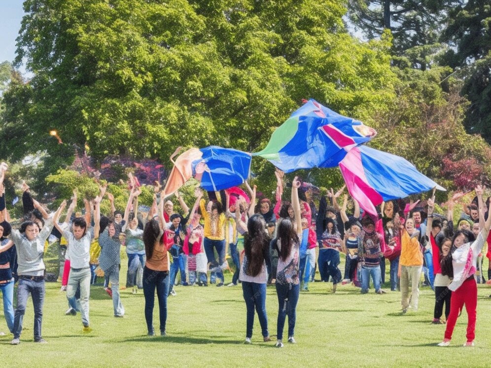 Premium AI Image | A group of international students gathered around a ... Premium AI Image | A group of international students gathered around a ...