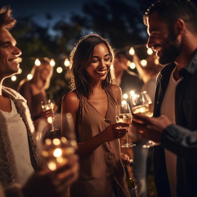 Premium Ai Image A Group Of People Standing Around Each Other Holding